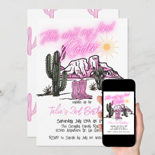"Not my first rodeo" 2nd birthday invitation | Zazzle