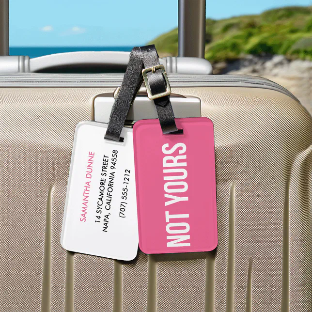 Not Yours Personalized Luggage Tag | Pink | Zazzle