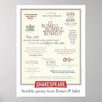 Notable quotes from Romeo and Juliet Poster | Zazzle