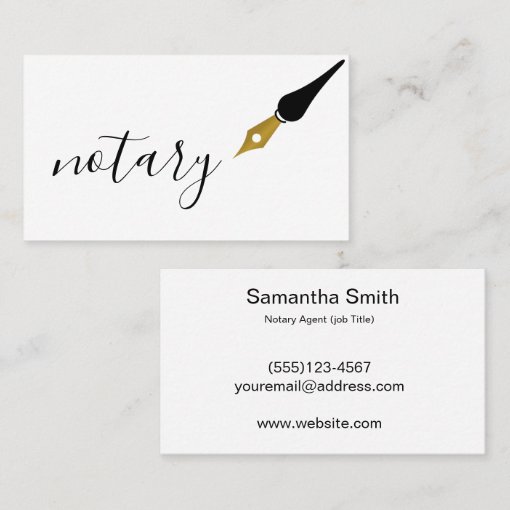 Notary Agent Pen Logo Freelance Calligraphy Writer Business Card | Zazzle