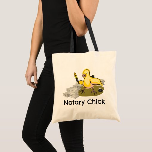 Notary Chick with Feather Quill and Documents Tote Bag | Zazzle