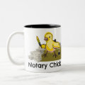Notary Chick Yellow Feather Quill and Documents Two-Tone Coffee Mug ...