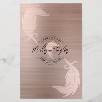 Notary Loan Agent Rose Gold Brush Metal Marketing Flyer | Zazzle