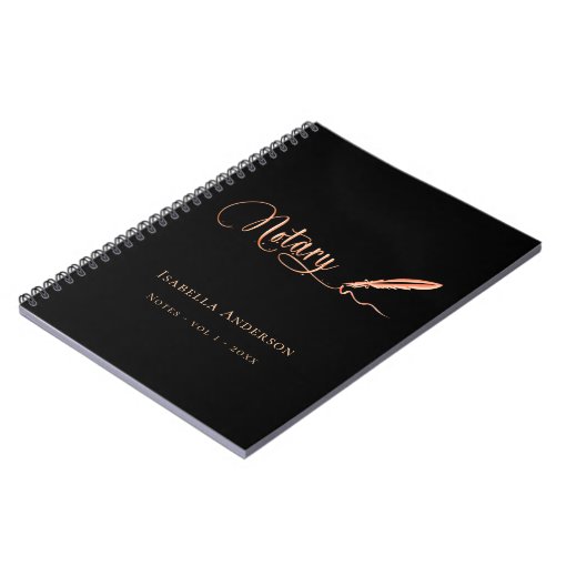 Notary loan signing agent black gold signature notebook | Zazzle