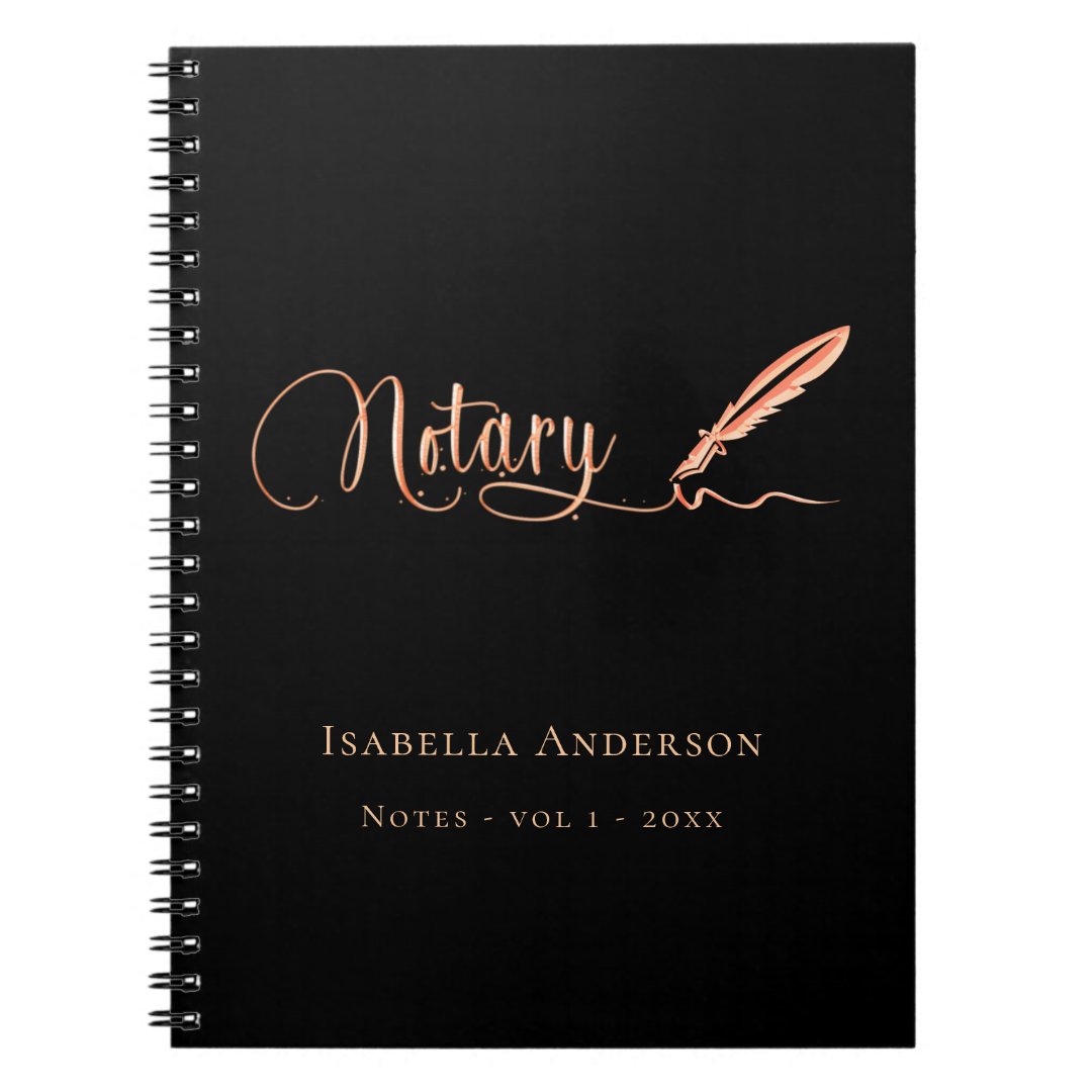 Notary loan signing agent black gold signature notebook | Zazzle
