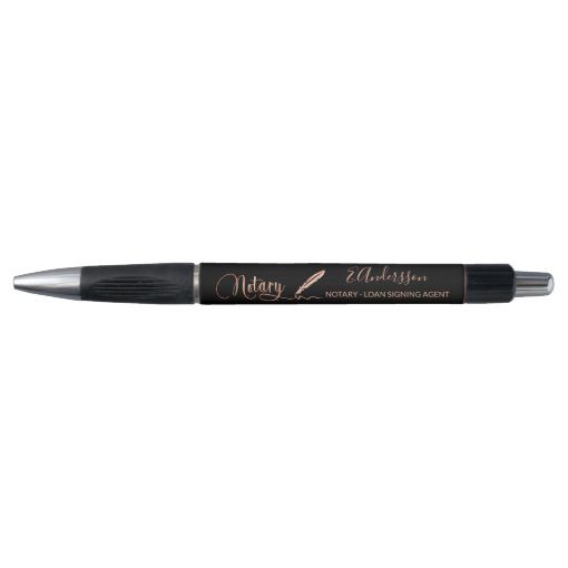 Notary loan signing agent black rose gold pen | Zazzle