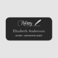 Notary loan signing agent black white script name tag | Zazzle