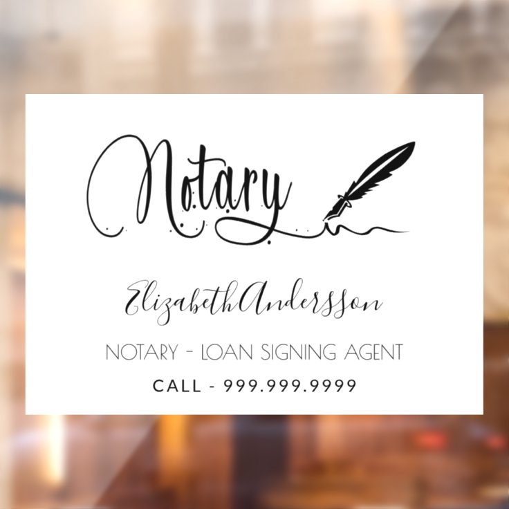 Notary loan signing agent black window cling | Zazzle