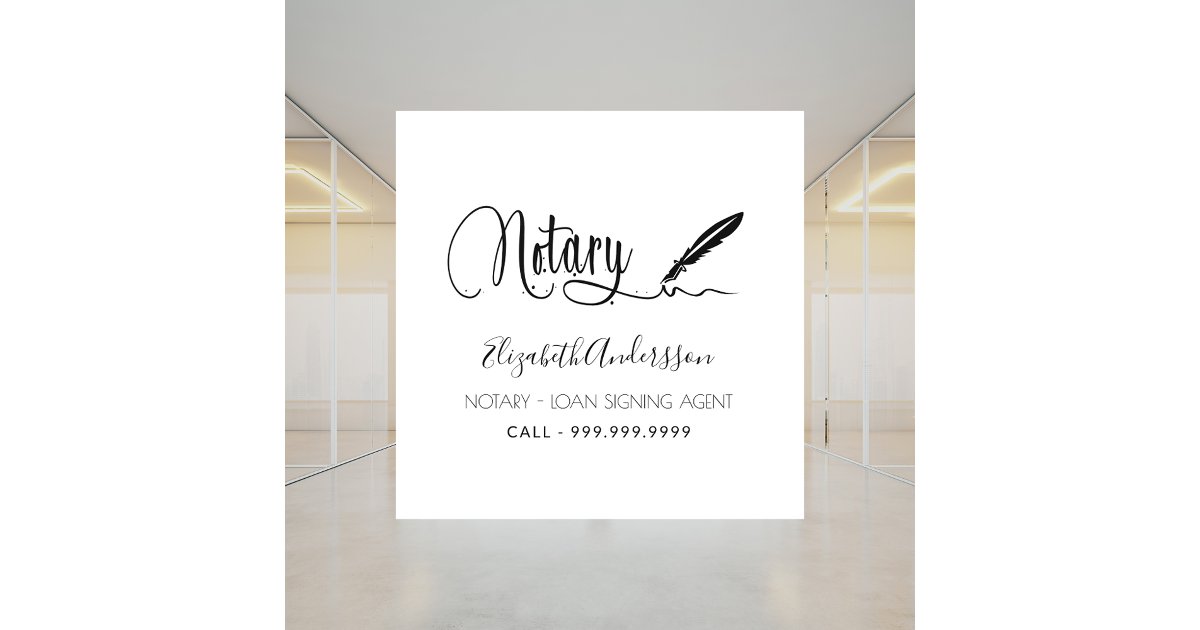 Notary loan signing agent black window cling | Zazzle