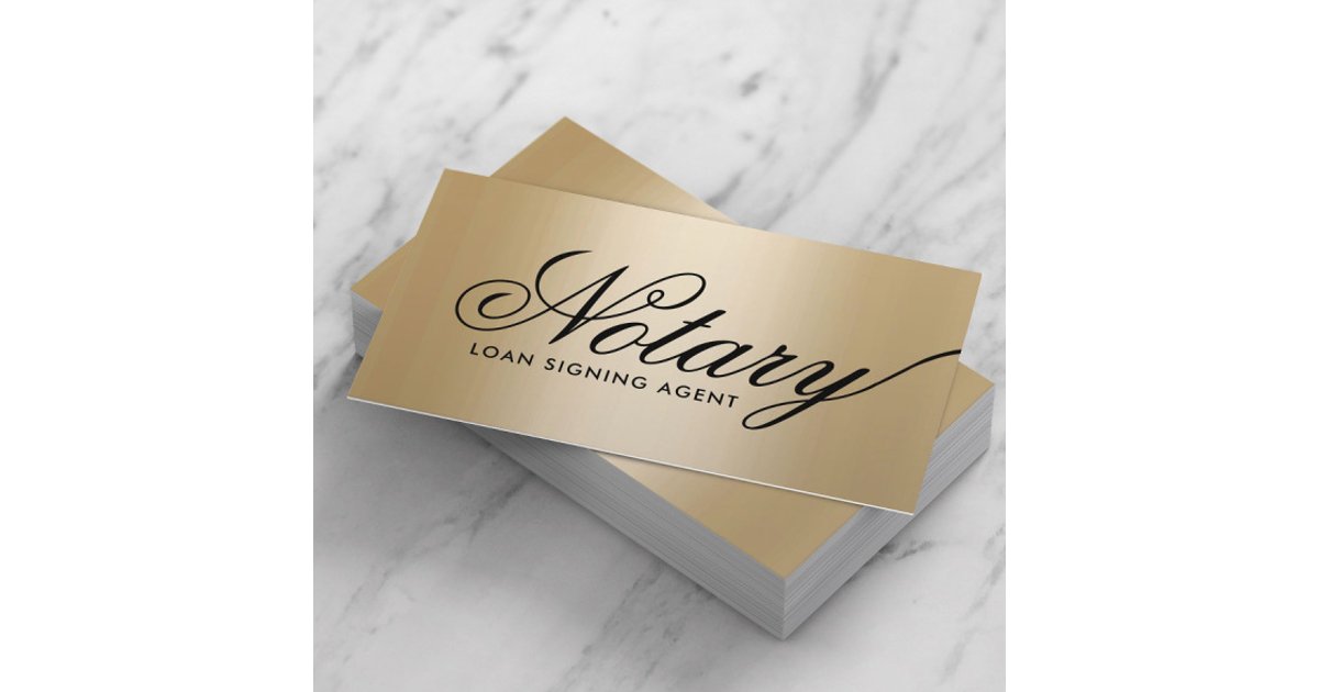 Notary Loan Signing Agent Elegant Typography Gold Business Card | Zazzle