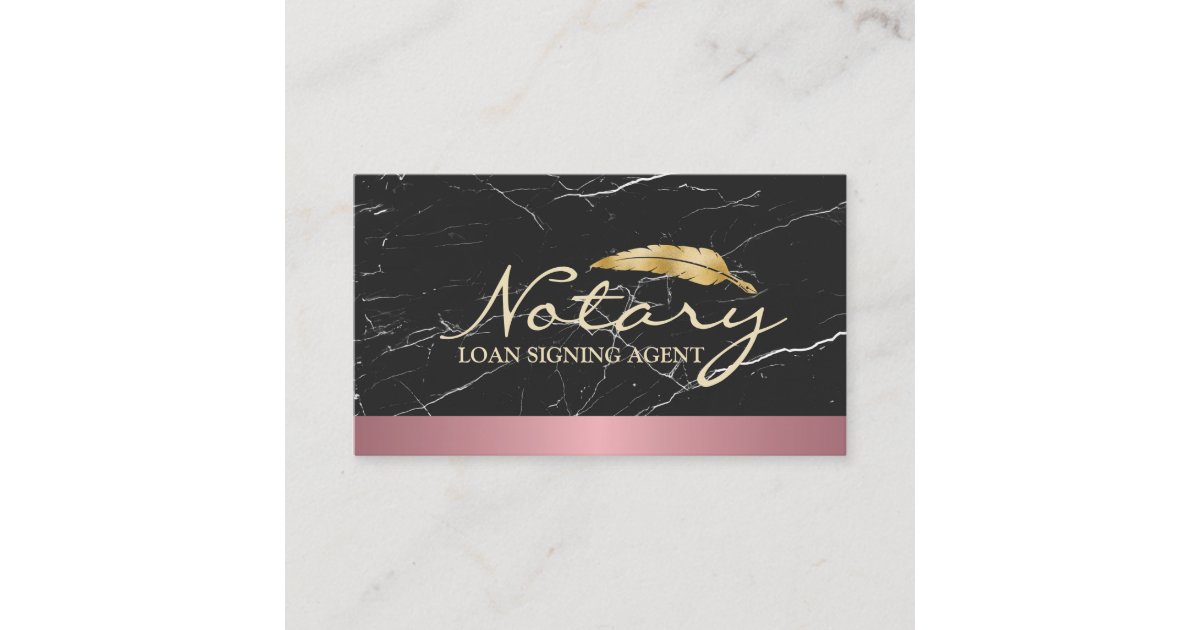 Notary Loan Signing Agent Gold Border Black Marble Business Card | Zazzle