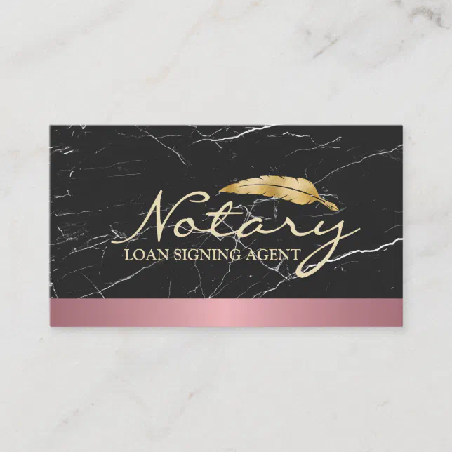 Notary Loan Signing Agent Gold Border Black Marble Business Card | Zazzle