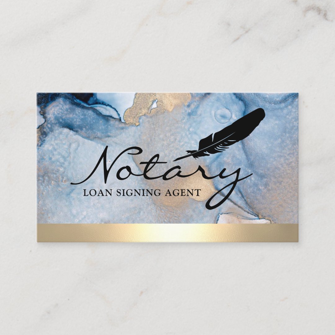 Notary Loan Signing Agent Gold Border & Watercolor Business Card | Zazzle