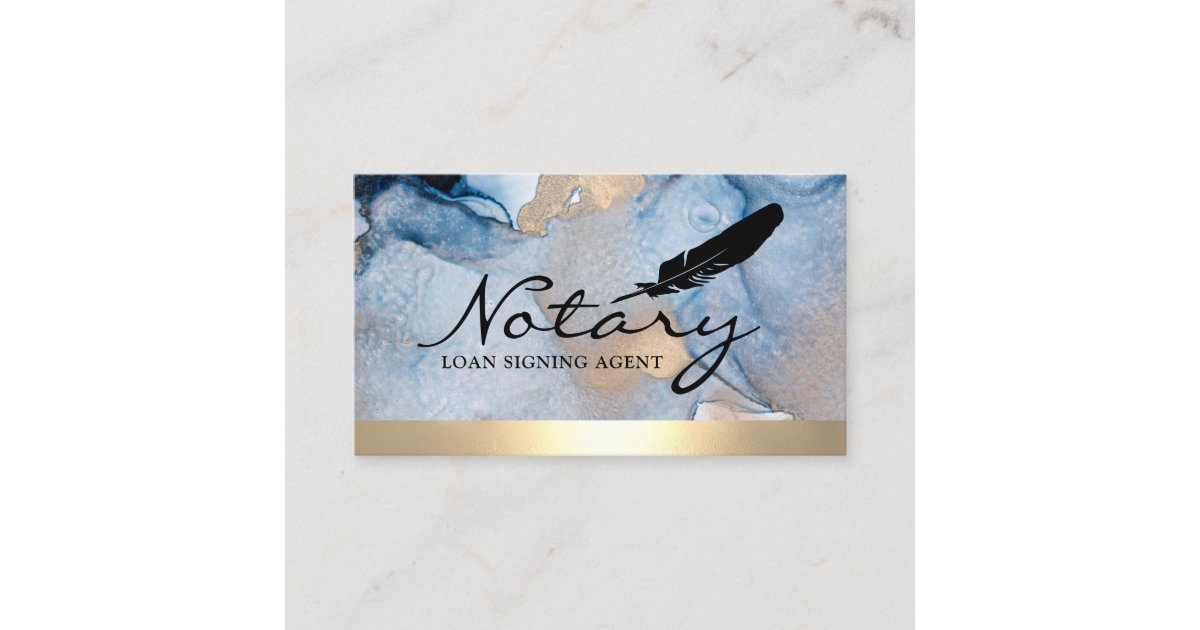 Notary Loan Signing Agent Gold Border & Watercolor Business Card | Zazzle