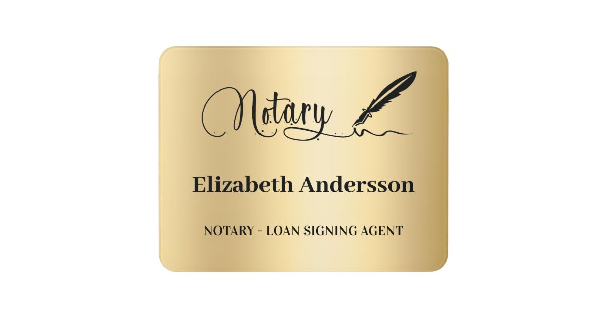 Notary loan signing agent gold elegant door sign | Zazzle