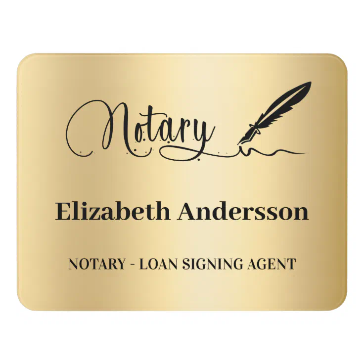 Notary loan signing agent gold elegant door sign | Zazzle
