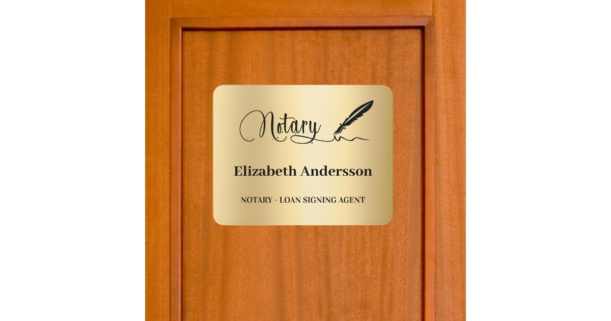Notary loan signing agent gold elegant door sign | Zazzle