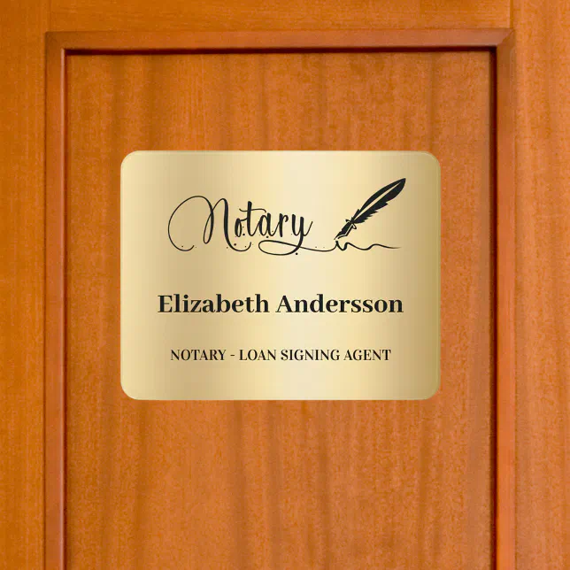 Notary loan signing agent gold elegant door sign | Zazzle