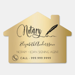 Notary loan signing agent gold house sign | Zazzle