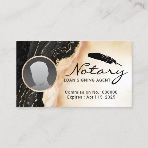 Notary Loan Signing Agent Marble Agate Photo Business Card | Zazzle