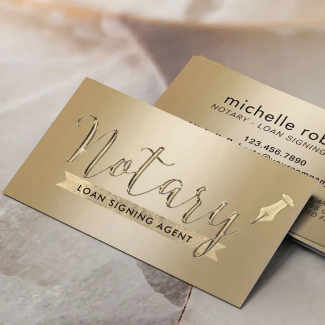 Notary Loan Signing Agent Modern Gold Business Card | Zazzle