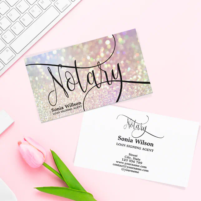 Notary Loan Signing Agent Modern iridescent Business Card | Zazzle