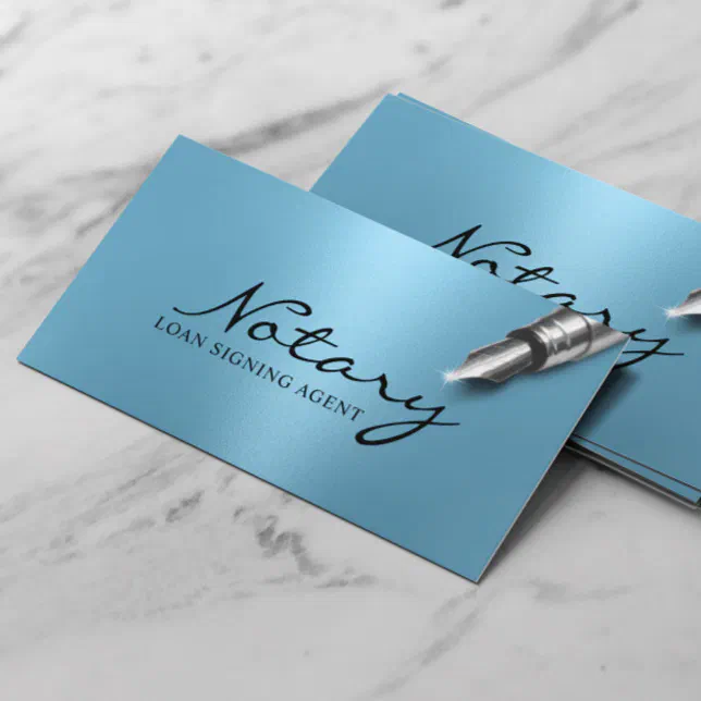 Notary Loan Signing Agent Modern Light Blue Business Card | Zazzle