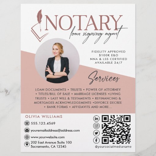 Notary Loan Signing Agent Modern Photo Flyer | Zazzle