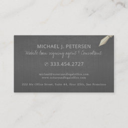 Notary loan signing agent modern typography silver business card | Zazzle