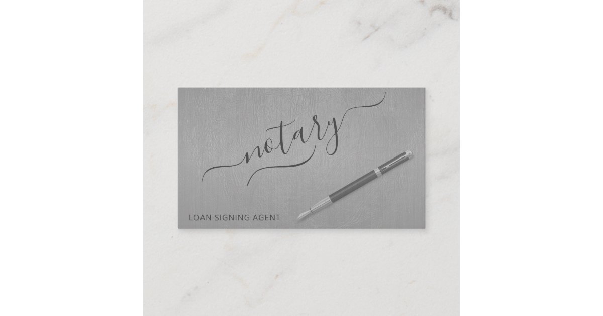 Notary loan signing agent modern typography silver business card | Zazzle