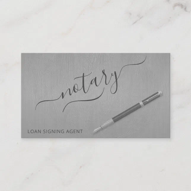 Notary loan signing agent modern typography silver business card | Zazzle