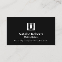 Notary Loan Signing Agent Pen Nib Logo Plain Black Business Card | Zazzle
