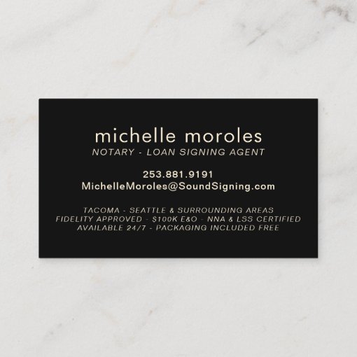 Notary - Loan Signing Agent Professional Business Card | Zazzle