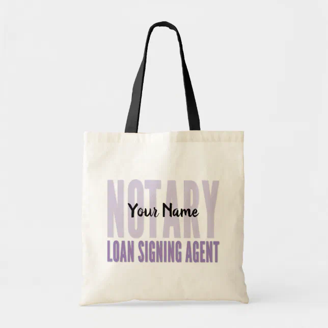 Notary Loan Signing Agent Purple Font Customized Tote Bag | Zazzle