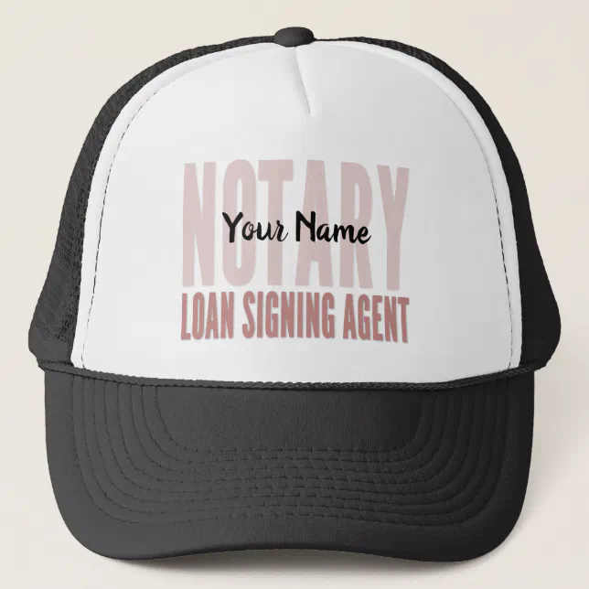 Notary Loan Signing Agent Red Font Customized Trucker Hat | Zazzle