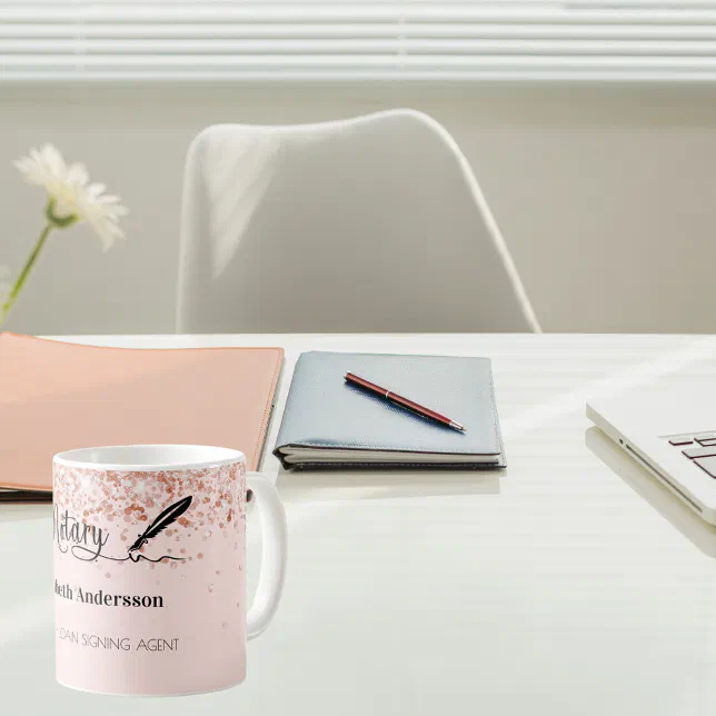 Notary loan signing agent rose gold blush coffee mug | Zazzle
