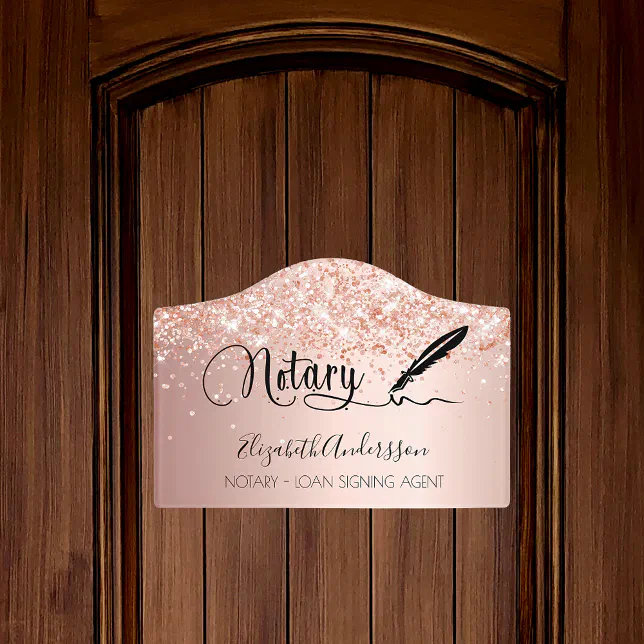 Notary loan signing agent rose gold blush door sign | Zazzle