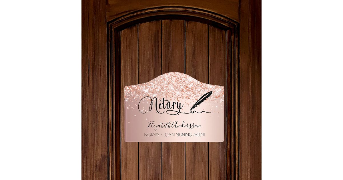 Notary loan signing agent rose gold blush door sign | Zazzle