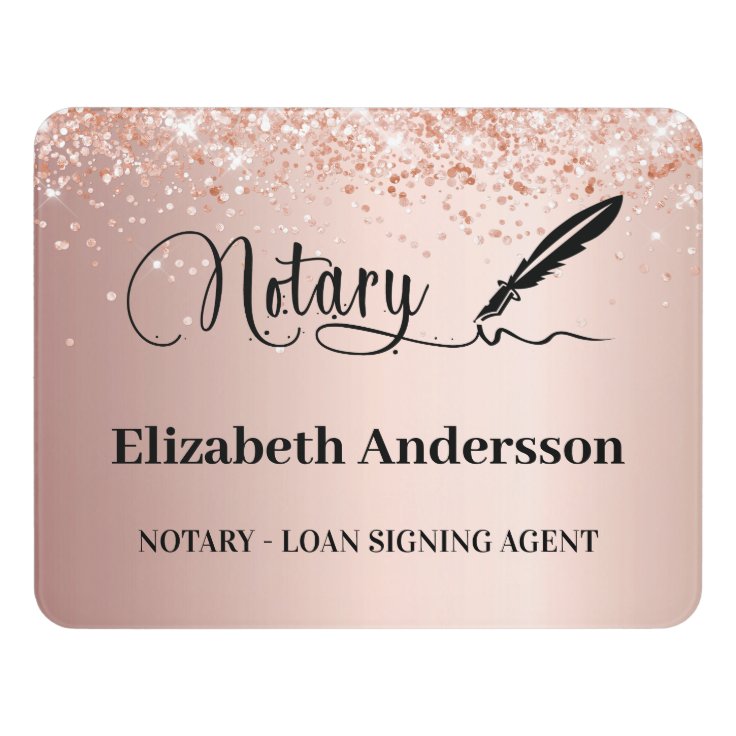 Notary loan signing agent rose gold blush door sign | Zazzle