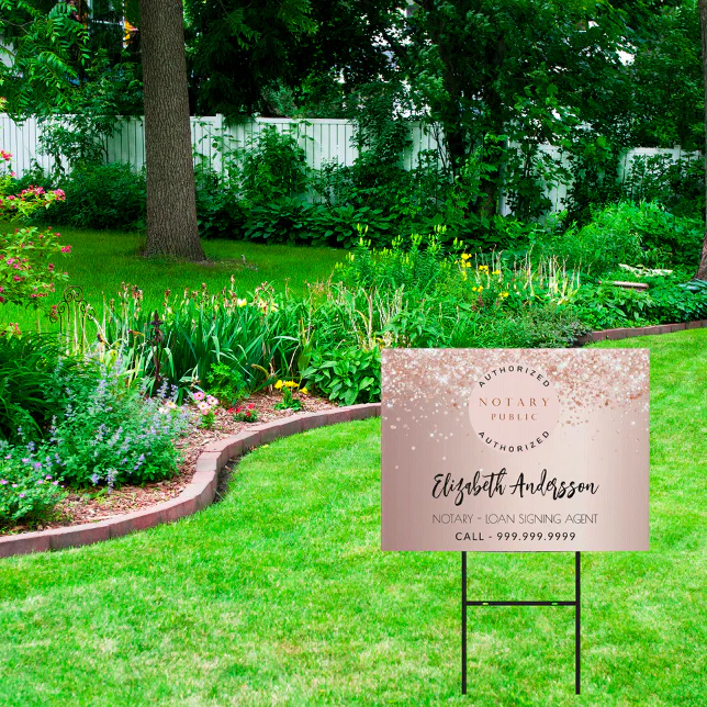 Notary loan signing agent rose gold blush sign | Zazzle