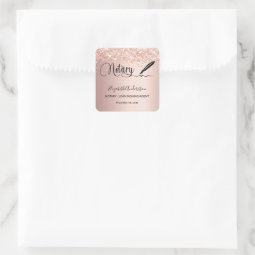 Notary loan signing agent rose gold blush square sticker | Zazzle