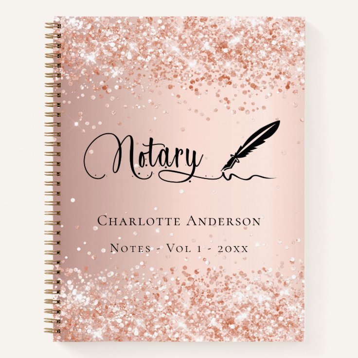 Notary loan signing agent rose gold pen notebook | Zazzle
