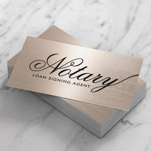 Notary Loan Signing Agent Rose Gold Typography Business Card | Zazzle
