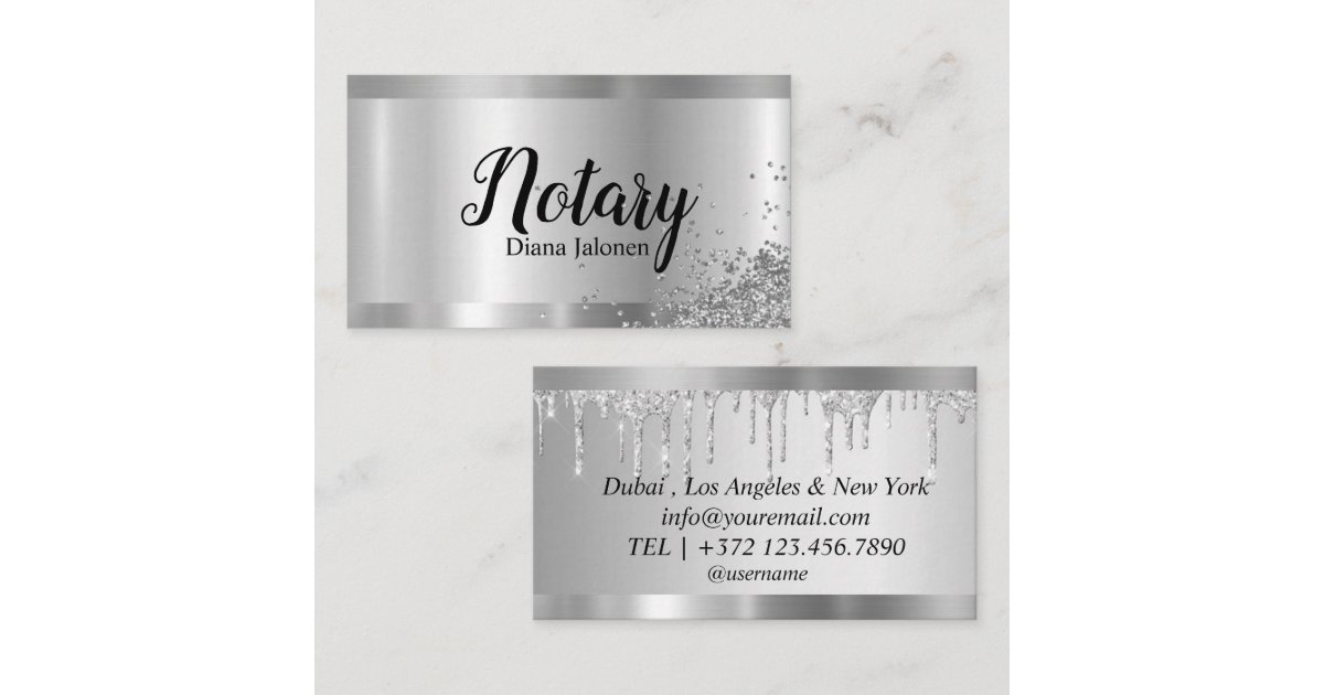 Notary Loan Signing Agent Silver Border Business Card | Zazzle