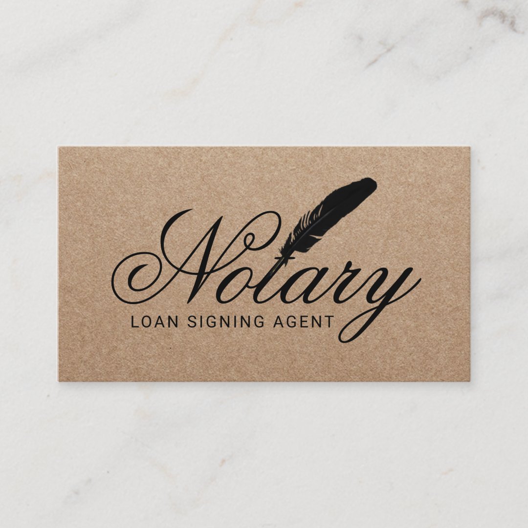 Notary Loan Signing Agent Typography Kraft Business Card | Zazzle