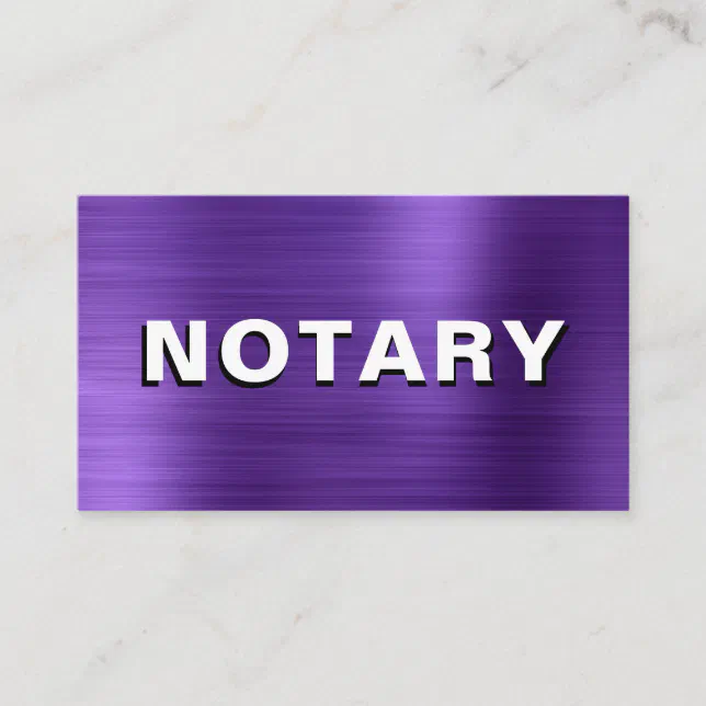 NOTARY PHOTO METAL PURPLE Signing Agent Business Card | Zazzle