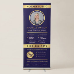 Notary Photo Navy & Gold Logo Law Firm Marketing Retractable Banner ...
