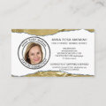 NOTARY PHOTO Pen Feather Signing Agent GOLD Business Card | Zazzle