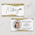 NOTARY PHOTO Pen Feather Signing Agent GOLD Business Card | Zazzle