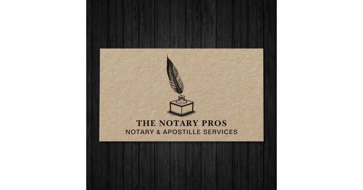 Notary Public Apostille Service Vintage Quill Business Card | Zazzle